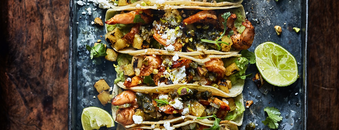 Taco's met gegrilde gamba's & ananas: Smokey Goodness recept